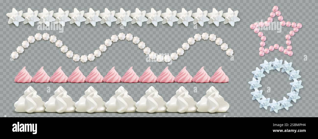 Whipped cream 3d decorative borders - light blue, pink and white ...