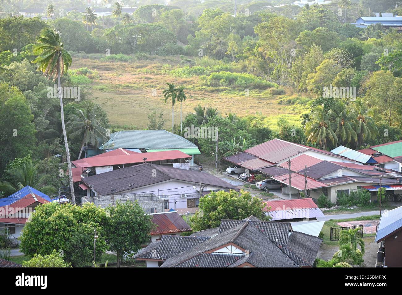Langkawi houses and an empty plot of land among jungle Stock Photo - Alamy