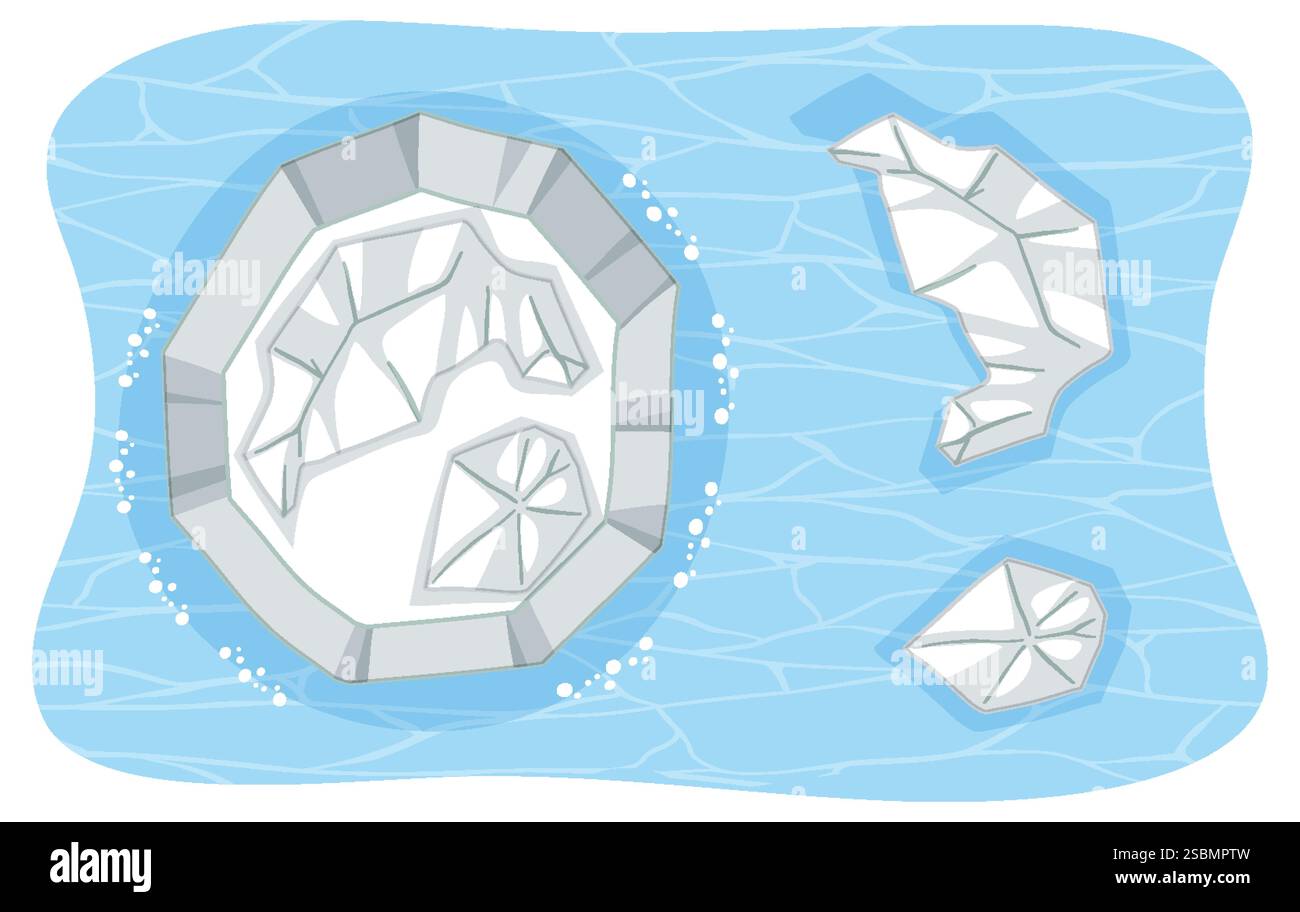 Aerial view icebergs floating in Stock Vector Images - Alamy