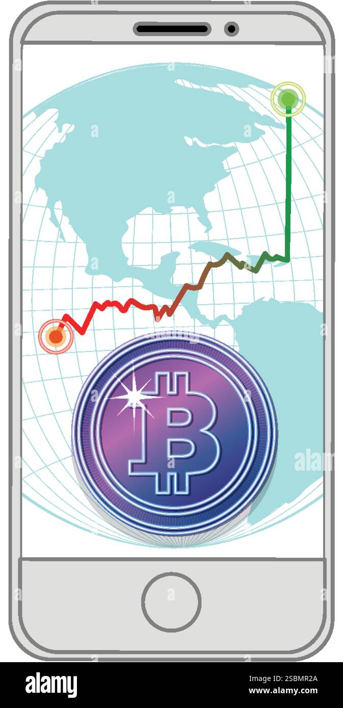 Bitcoin value rising on a global scale Stock Vector Image & Art - Alamy