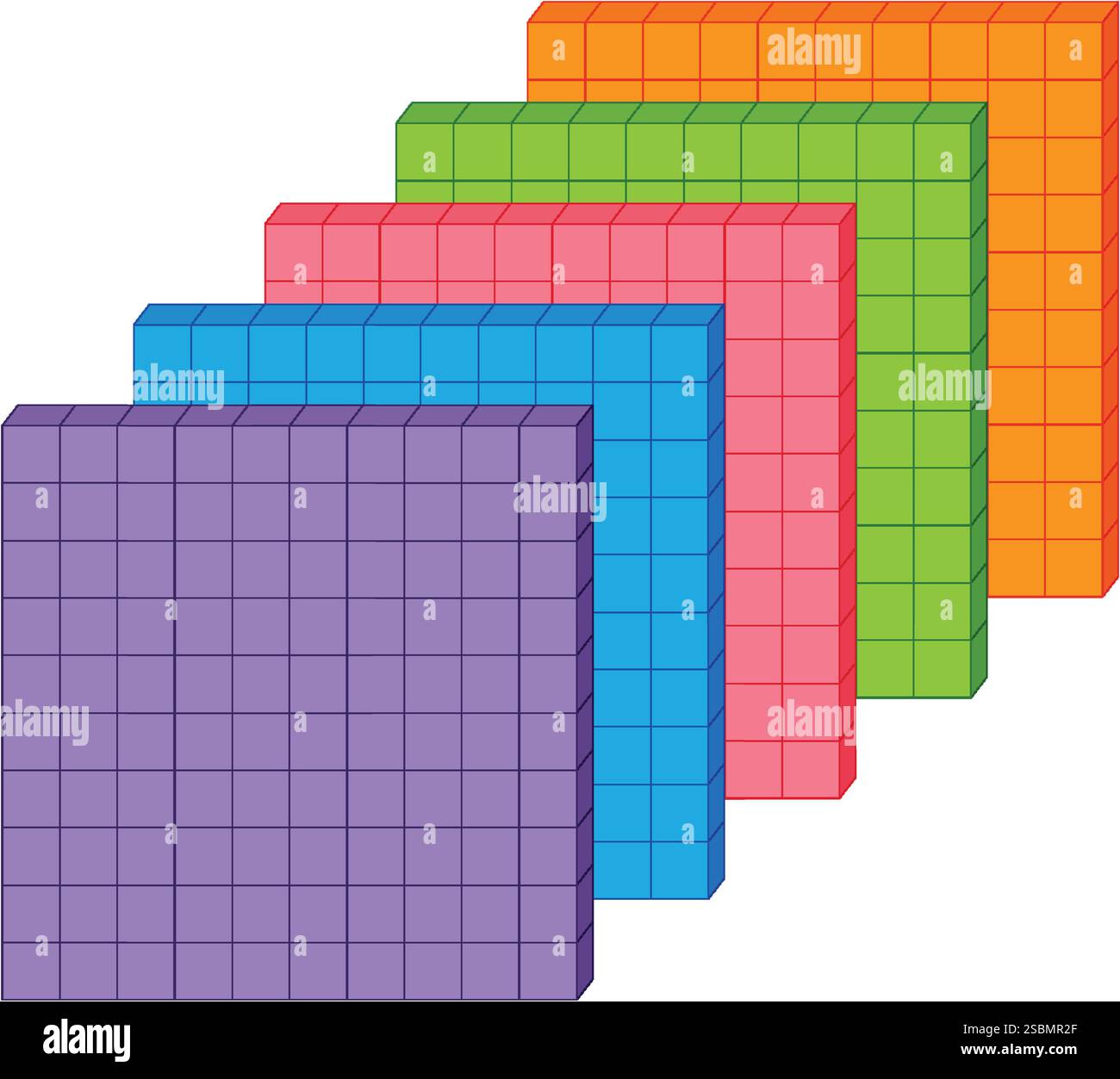 Vibrant blocks representing mathematical fractions and concepts Stock ...