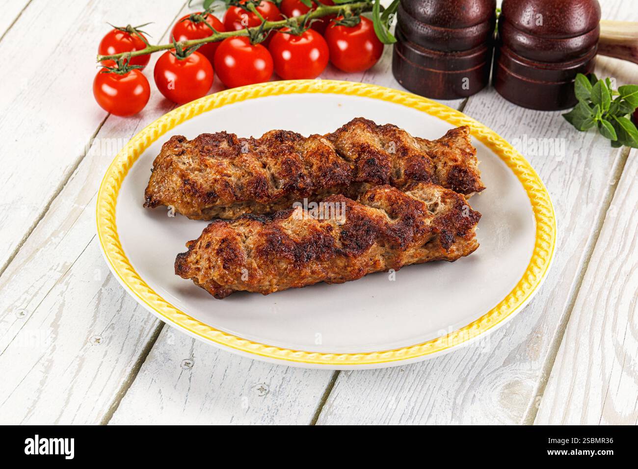 Chicken barbecue kebab minced meat and spices Stock Photo - Alamy