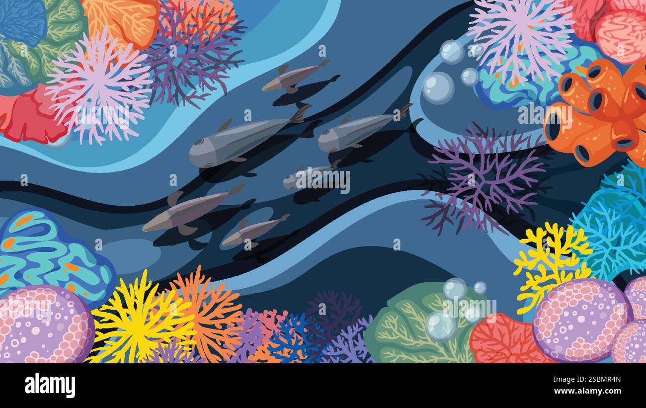 Colorful diverse coral reef Stock Vector Images - Alamy