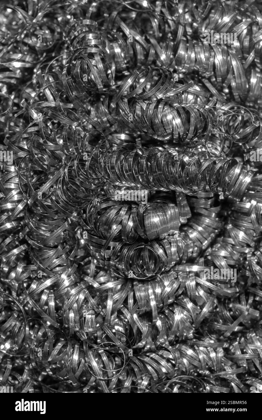 Close-up of a metal wire scourer background backdrop. Domestic ...