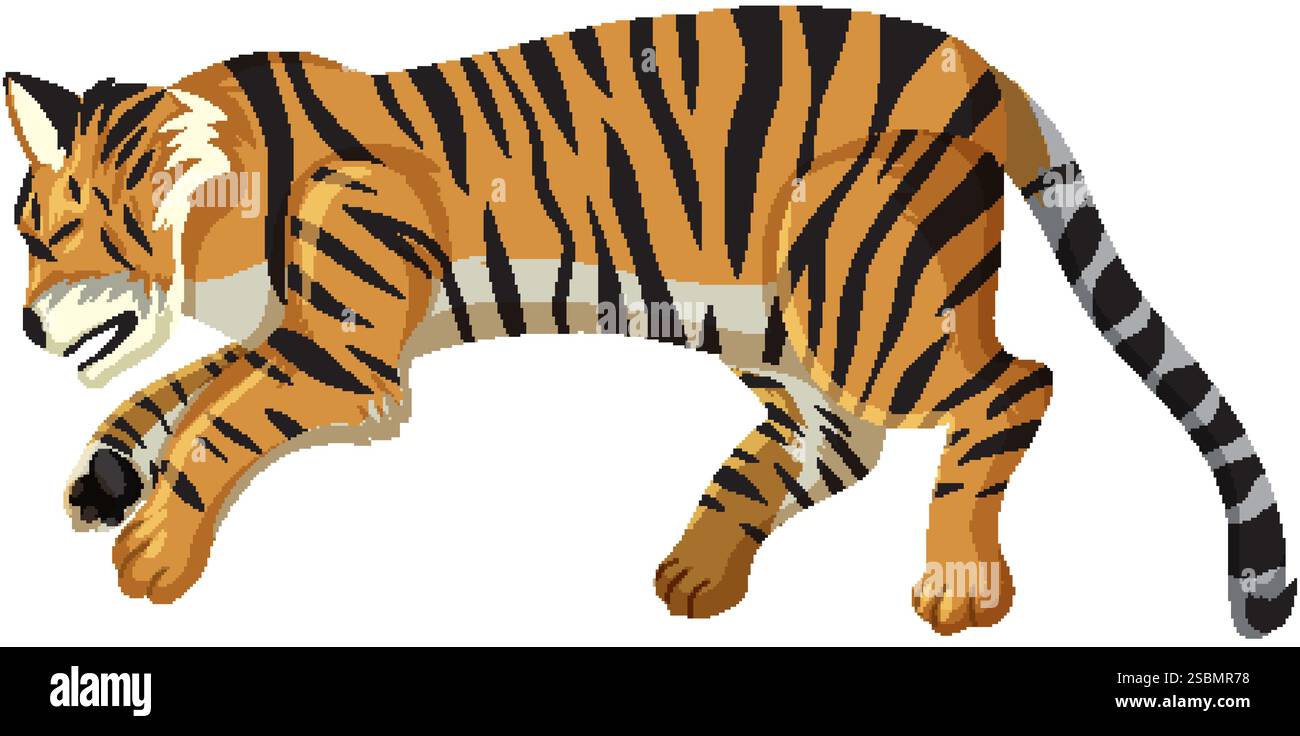 Illustration of a tiger lying down peacefully Stock Vector Image & Art ...