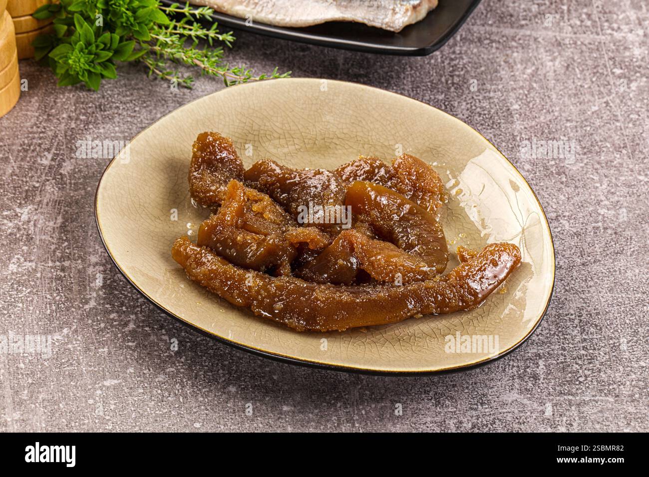 Salted Herring roe snack in the plate Stock Photo - Alamy