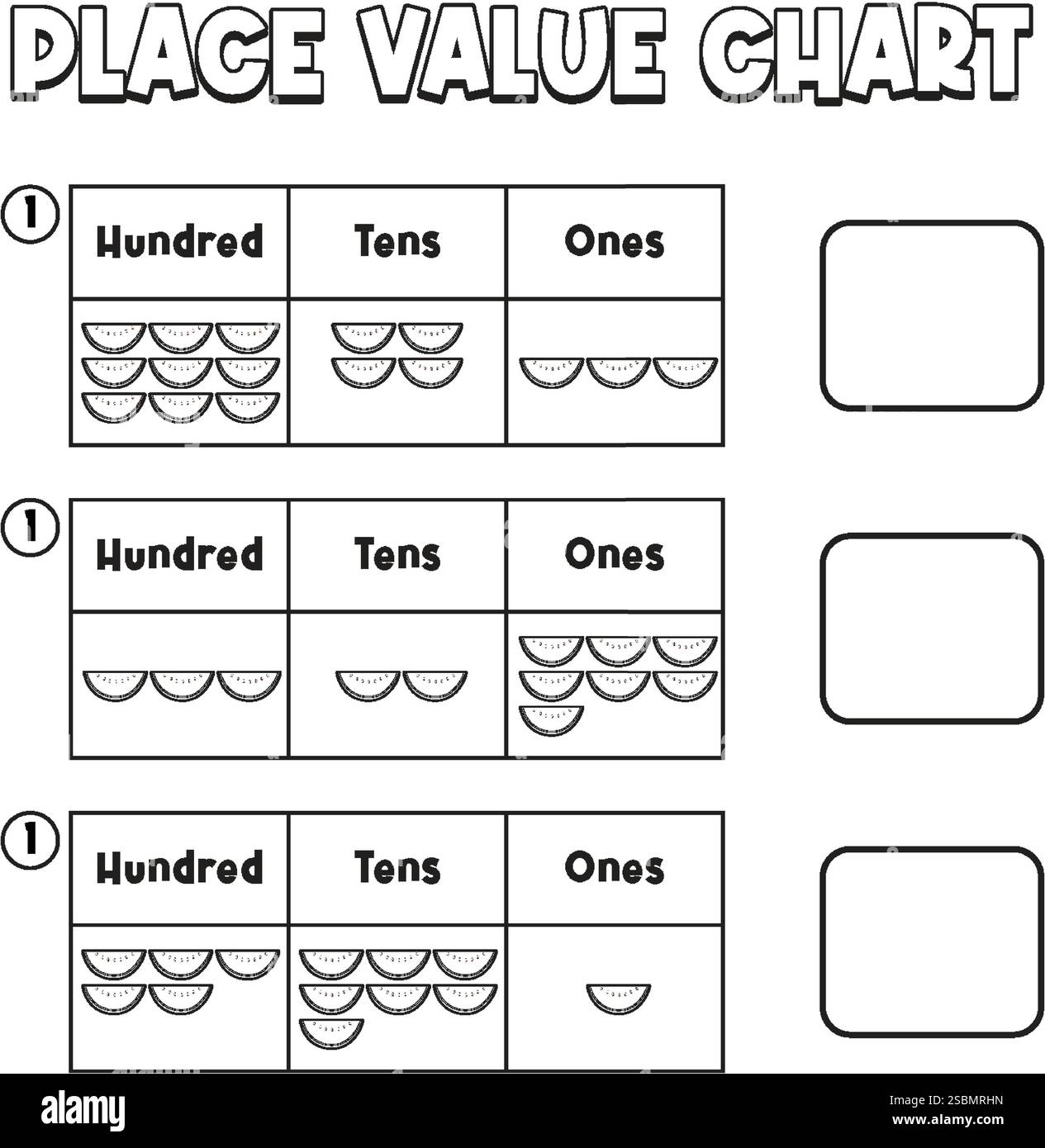 Illustration of place value with fractions and numbers Stock Vector ...