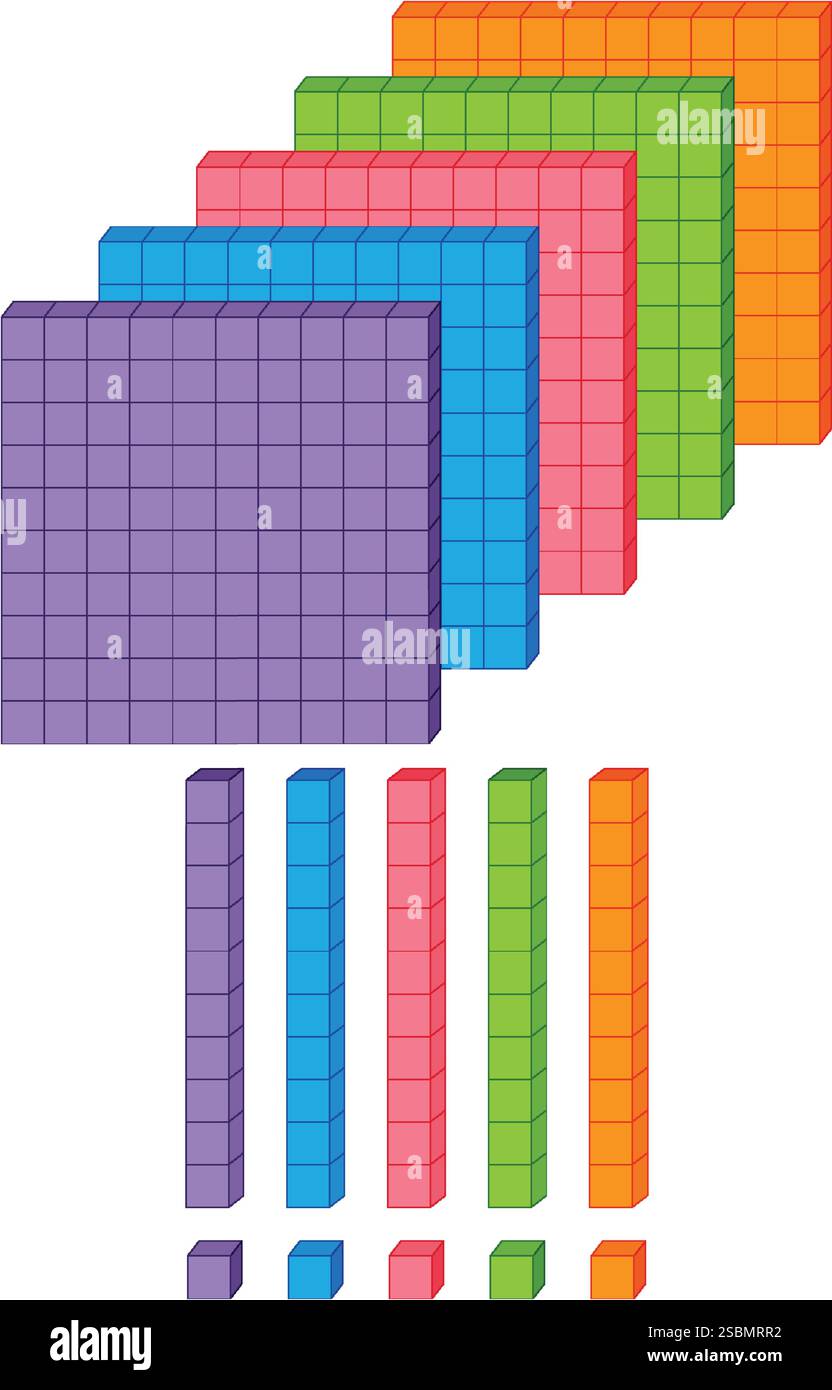 Vibrant blocks representing mathematical fractions and concepts Stock ...