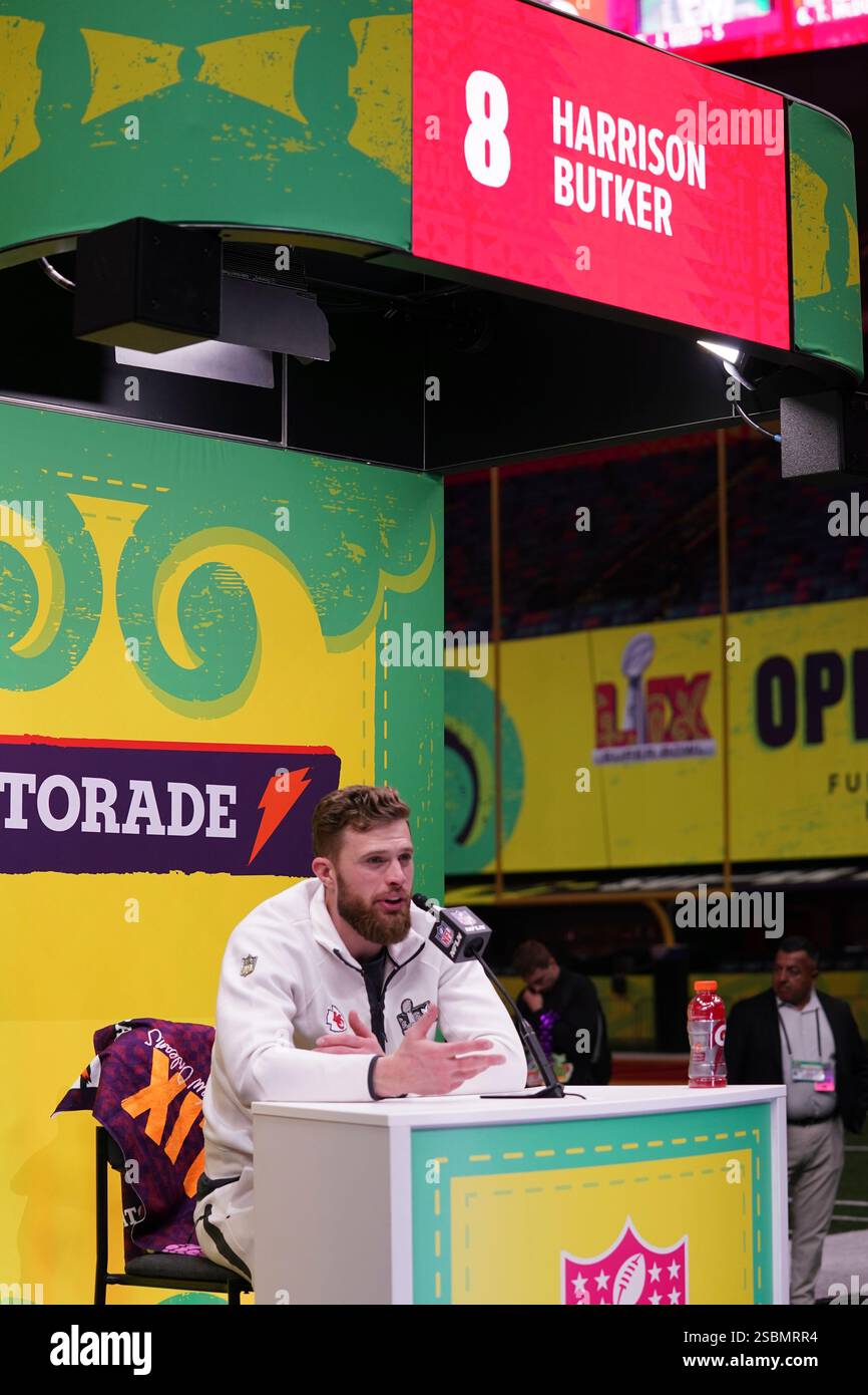 Kansas City Chiefs kicker Harrison Butker during a press conference at ...
