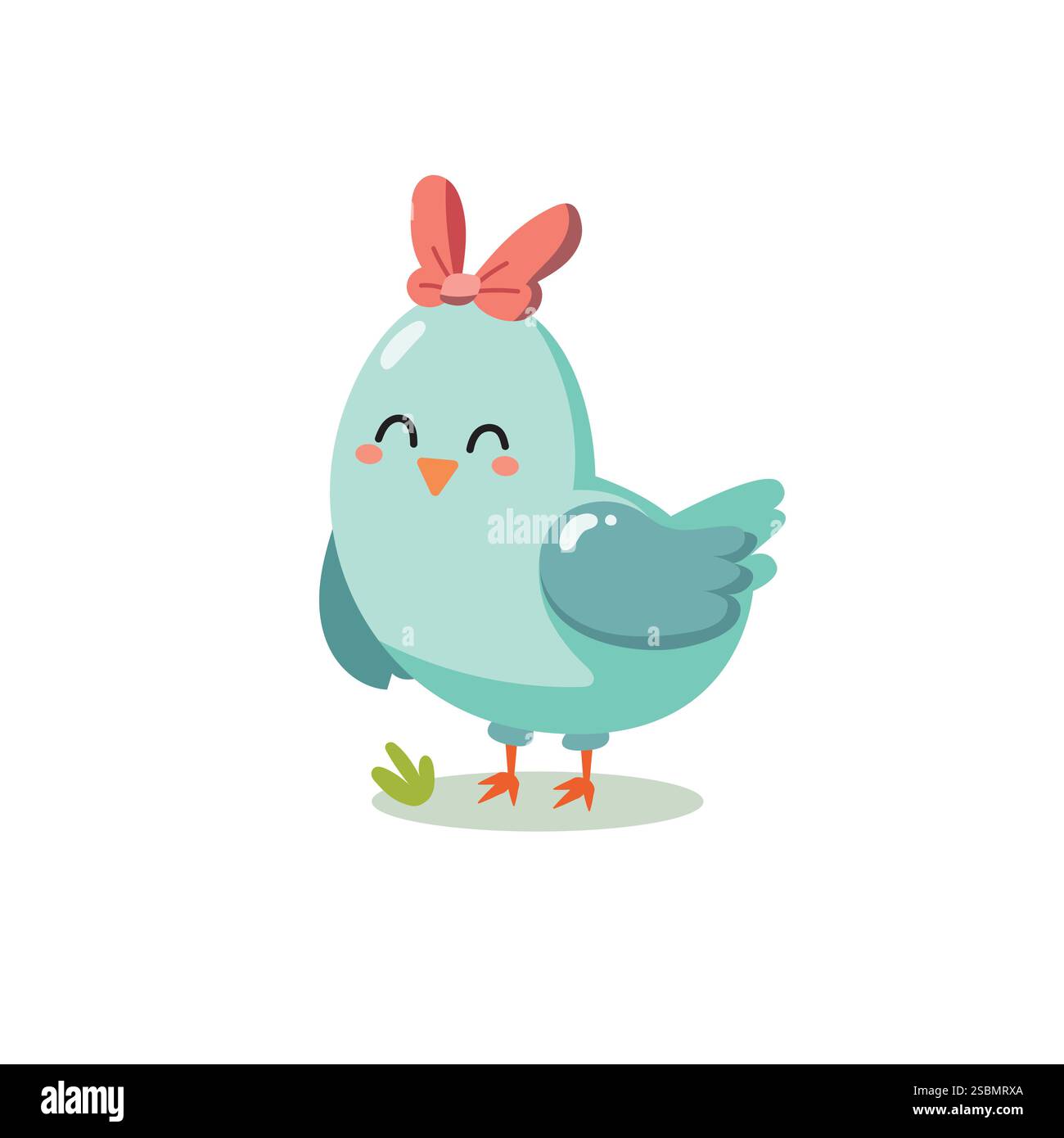 Blue cute baby chicken wearing red bow. Happy Easter concept. Cute ...