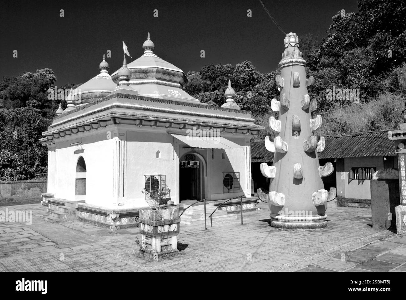 Black and white photo of Hedvis Dashbhuja Ganesh Temple taluka Guhagar ...