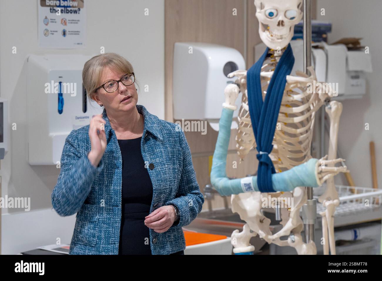 Finance Secretary Shona Robison, alongside 'Keith' the skeleton in the ...