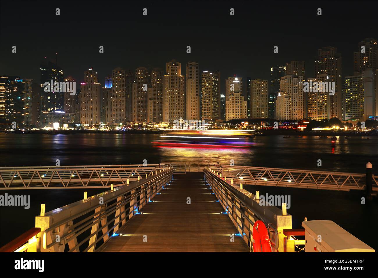 The night life in JBR Dubai, UAE, capturing the city lights and ...