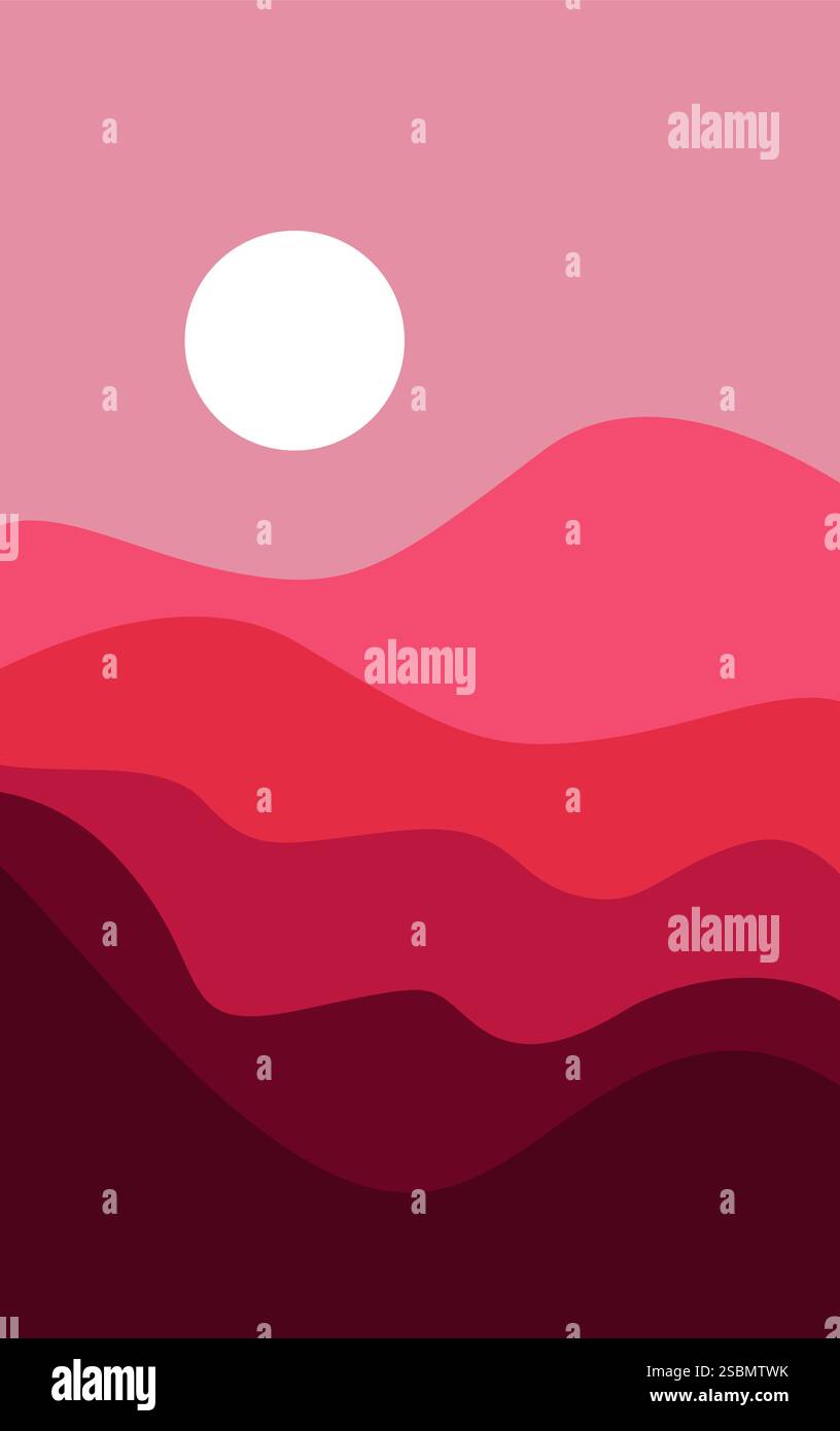 abstract mountain and moon with gradient color Stock Vector Image & Art ...