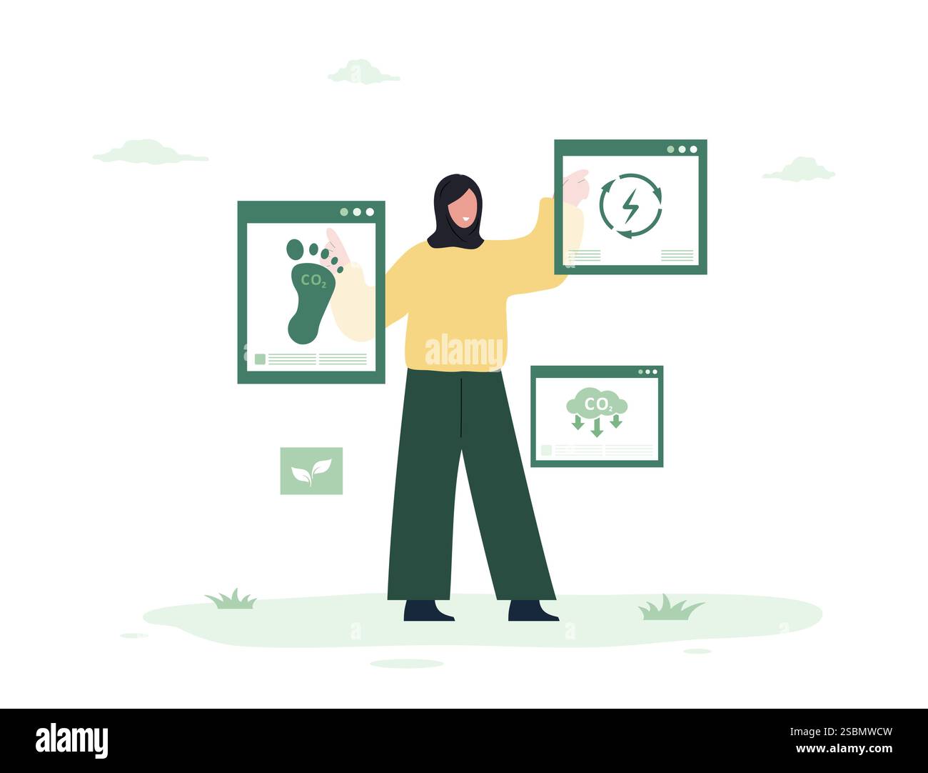 CO2 neutral. People calculate emissions from factories. Low carbon and ...