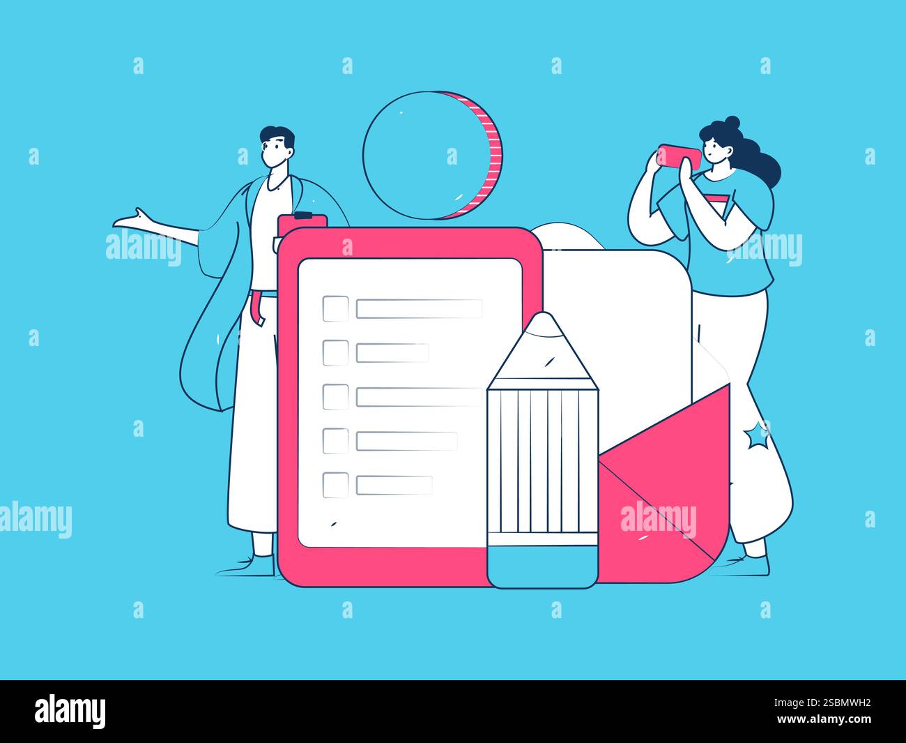 Invite friends to conduct questionnaire flat vector concept operation ...