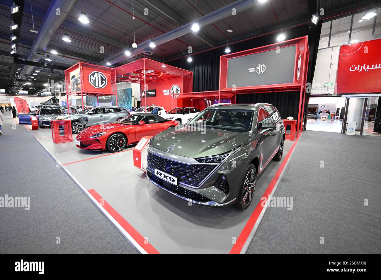 Hawalli Governorate, Kuwait. 3rd Feb, 2025. MG cars are displayed at ...