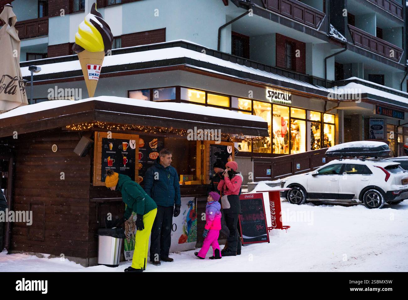 Spindleruv Mlyn, Czech Republic - January 3, 2025: A cozy wooden food ...