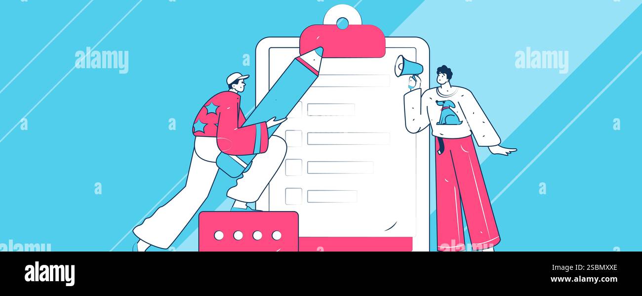 Invite friends to conduct questionnaire flat vector concept operation ...
