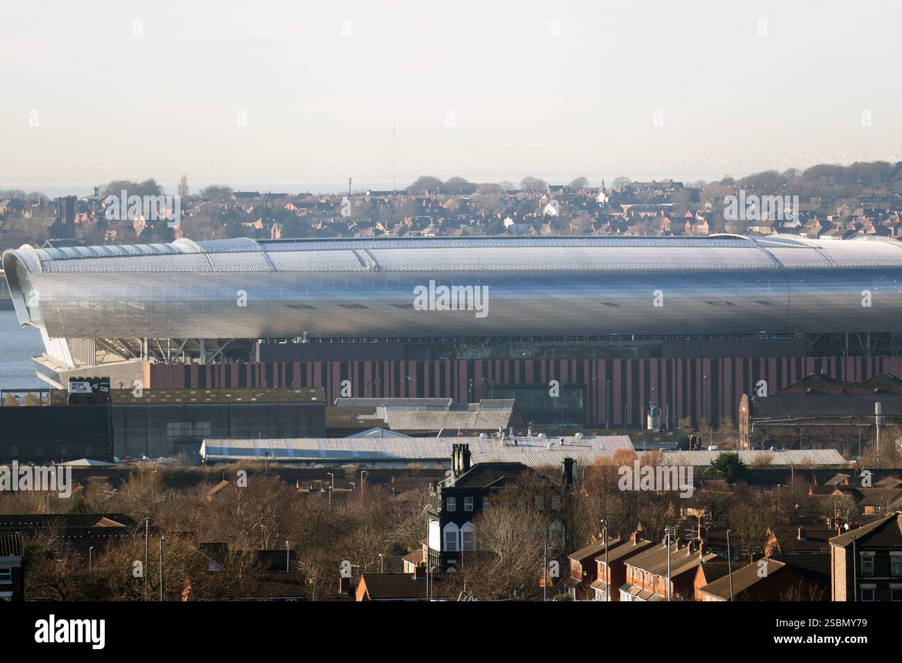 Everton's new Bramley Moore stadium viewed from Everton Brow. January ...