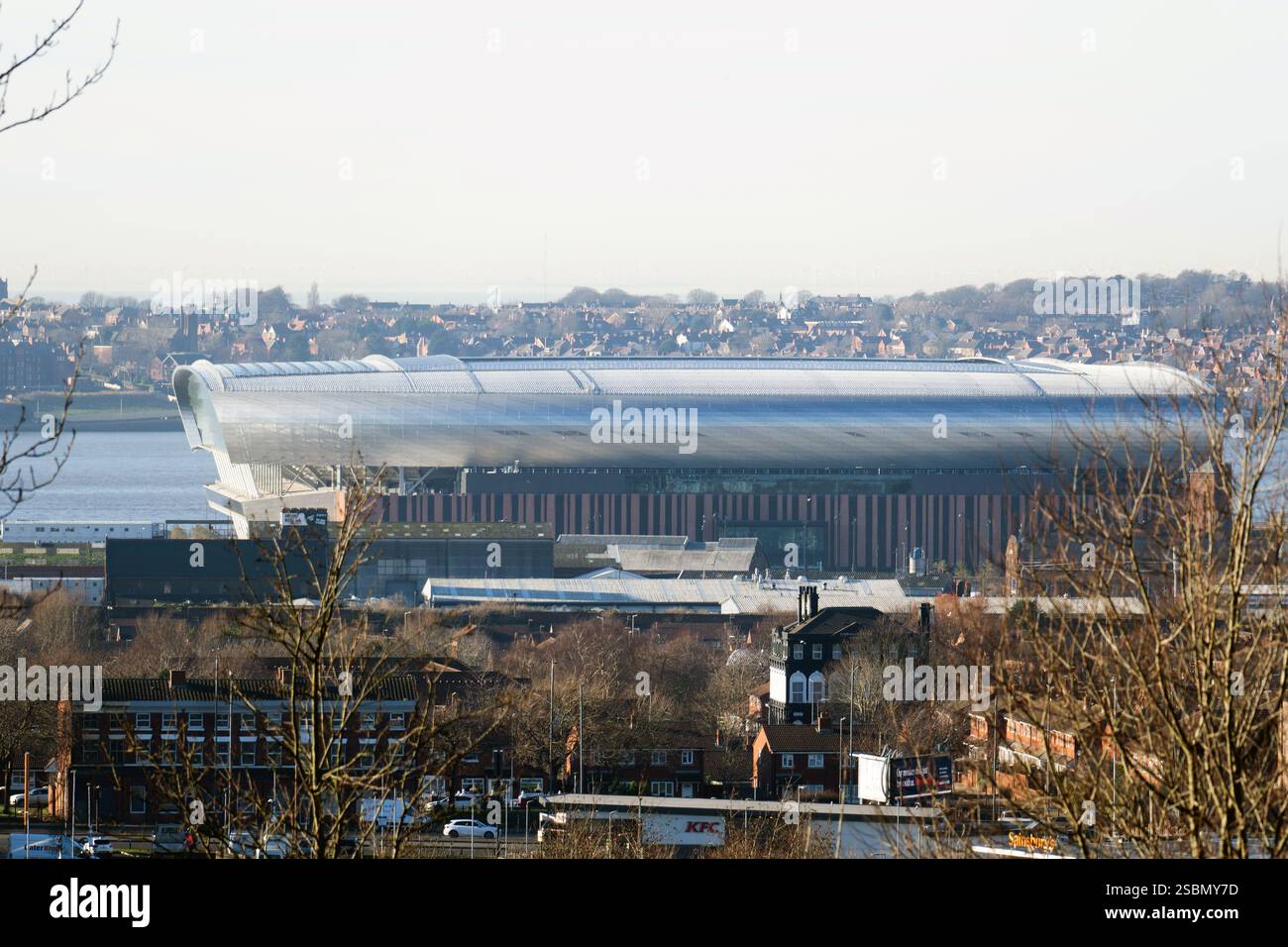 Everton's new Bramley Moore stadium viewed from Everton Brow. January ...
