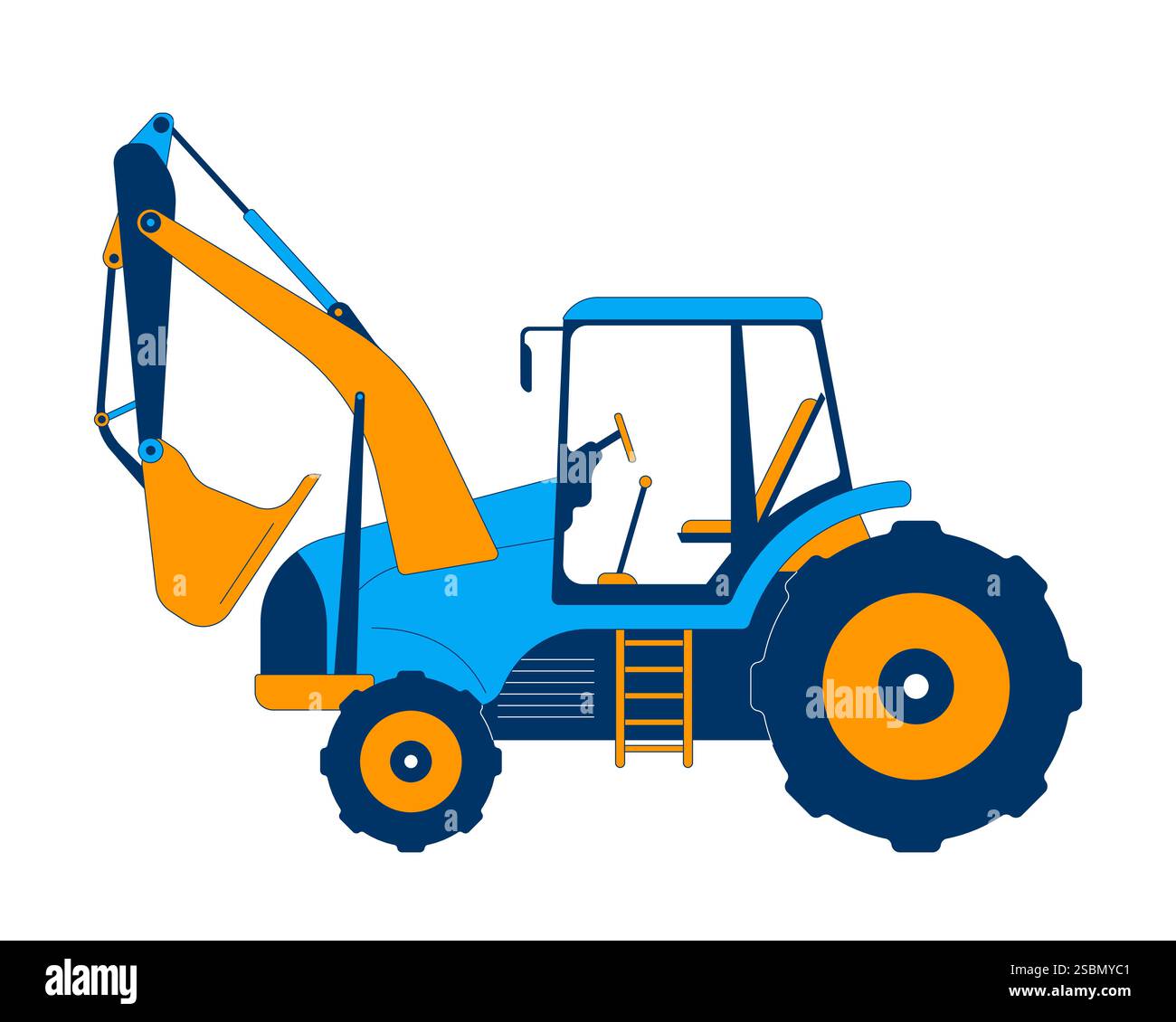 Excavator side view 2D cartoon object Stock Vector Image & Art - Alamy