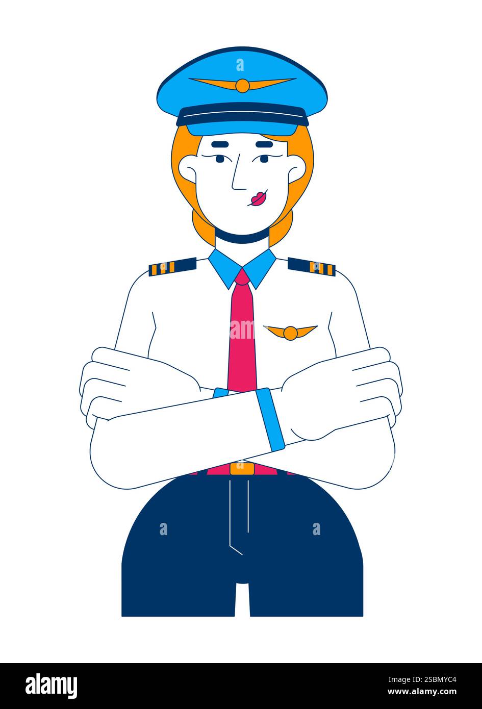 Blonde female pilot in uniform 2D cartoon character Stock Vector Image ...
