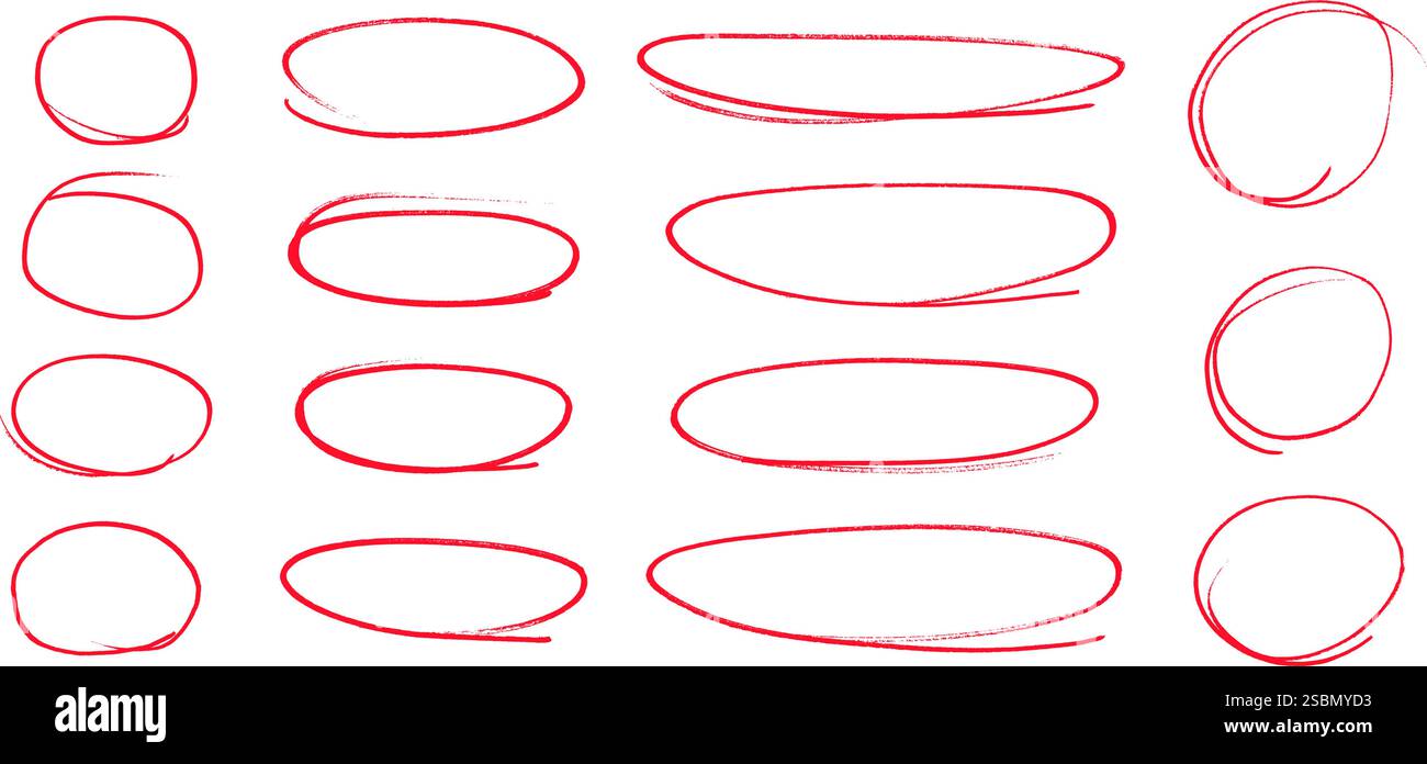 Circular strokes marker felt pen scribbles doodle line collection. Hand ...