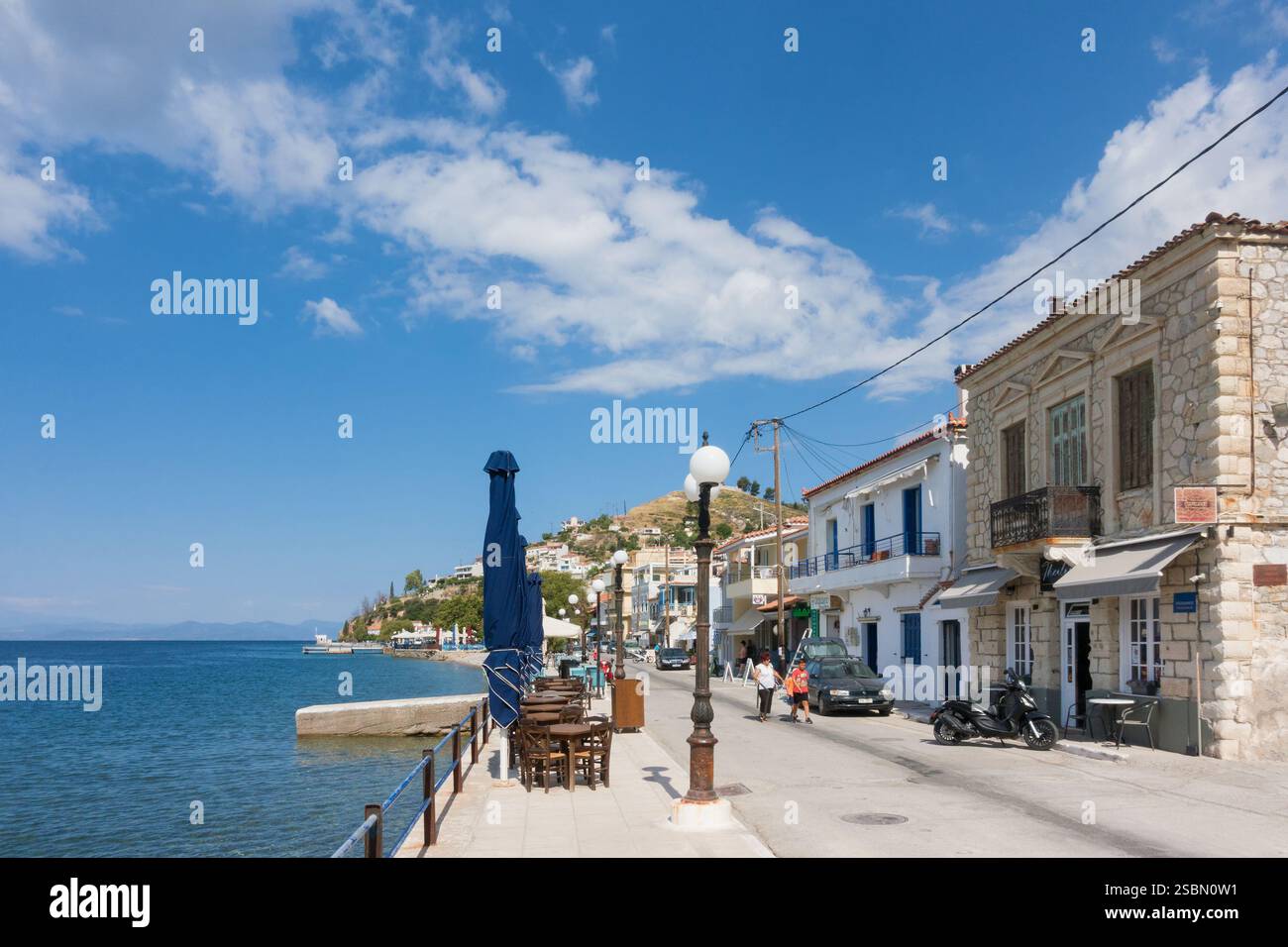 June 28th 2024 - Limni, Greece - Street in the beautiful seaside ...
