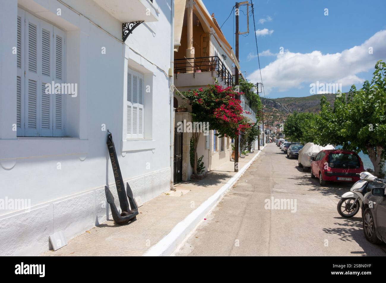 June 28th 2024 - Limni, Greece - Street in the beautiful seaside ...