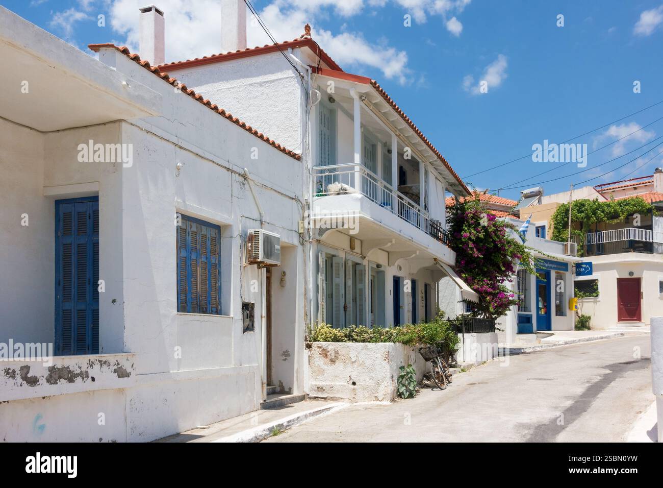 June 28th 2024 - Limni, Greece - Street in the beautiful seaside ...
