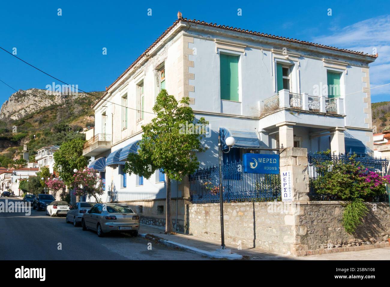 June 28th 2024 - Limni, Greece - Street in the beautiful seaside ...