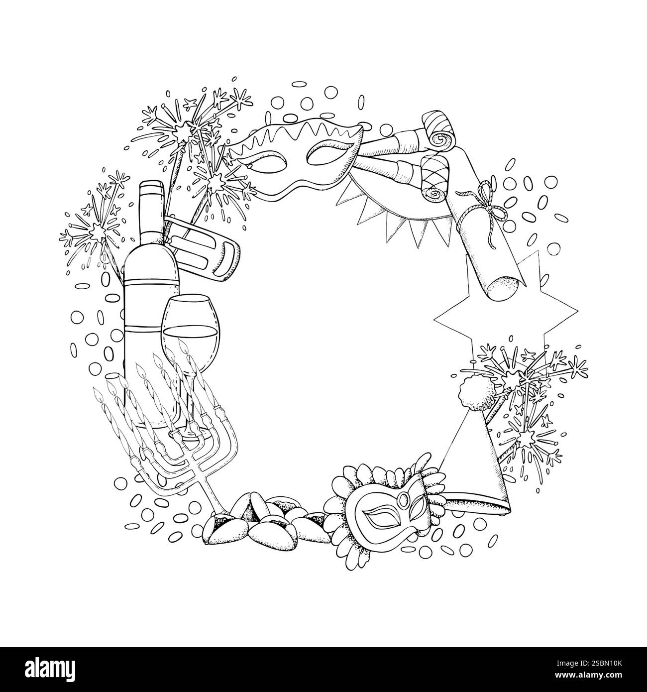 Happy Purim symbols round frame template Stock Vector Image & Art - Alamy