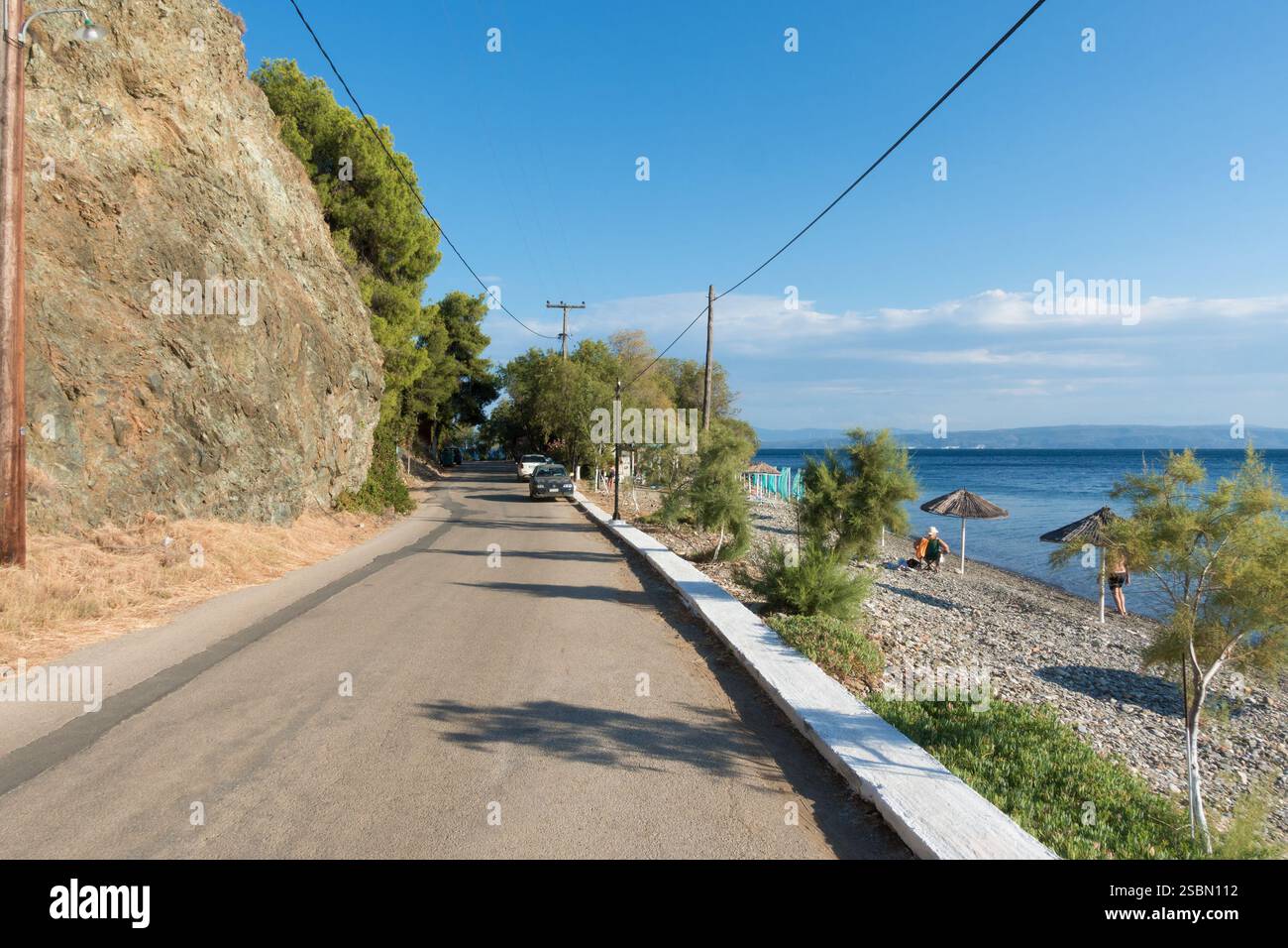 June 28th 2024 - Limni, Greece - Street in the beautiful seaside ...