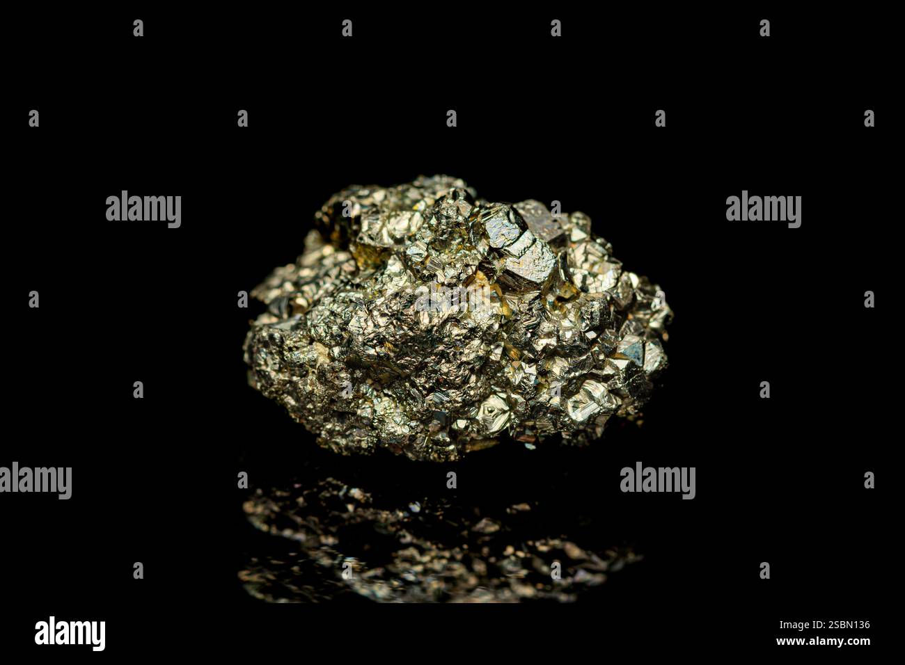Closeup pyrite gemstone (fool’s gold) on dark background (iron ...
