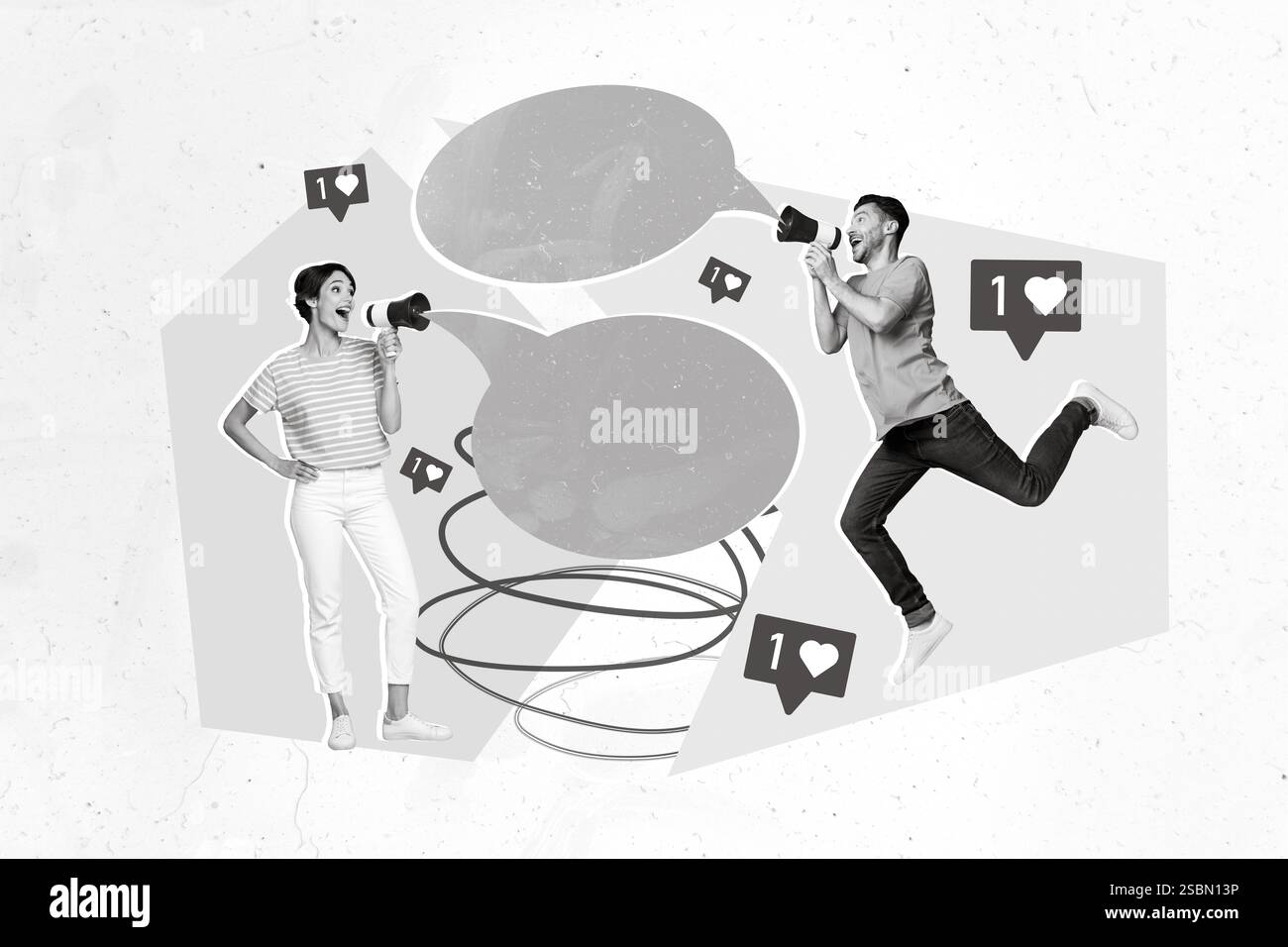 Creative photo 3d collage artwork poster postcard of two people ...