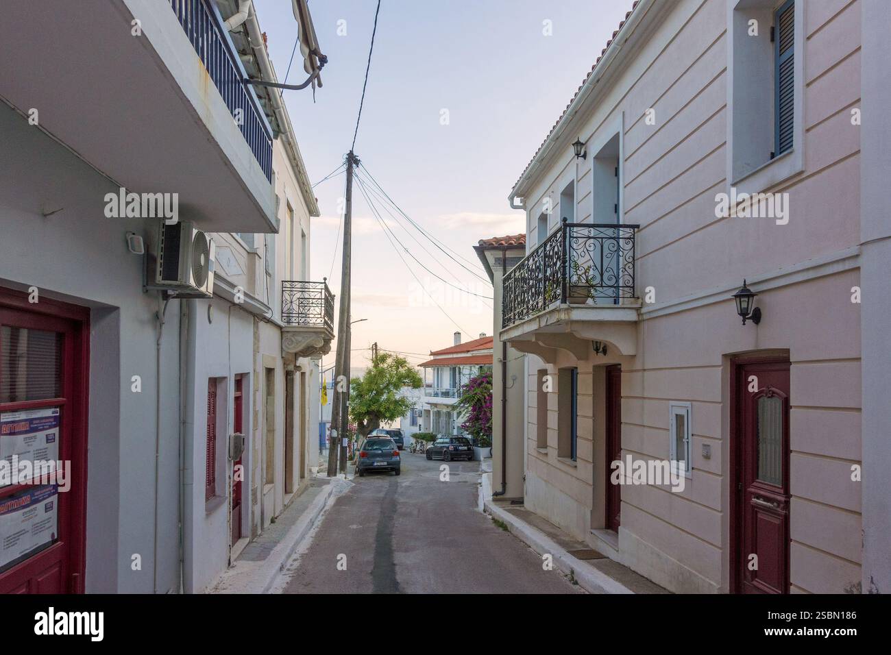June 28th 2024 - Limni, Greece - Street in the beautiful seaside ...