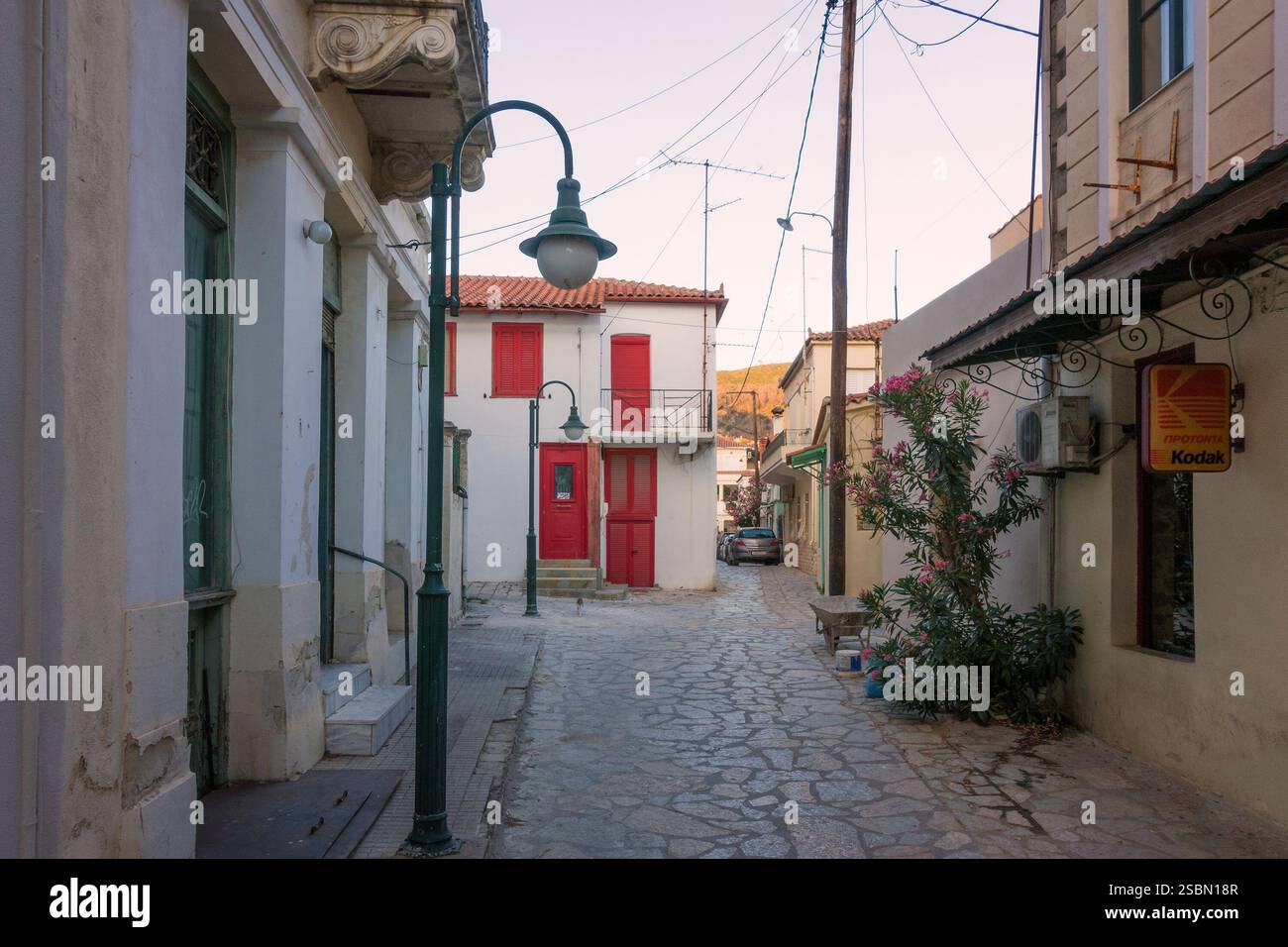 June 28th 2024 - Limni, Greece - Street in the beautiful seaside ...