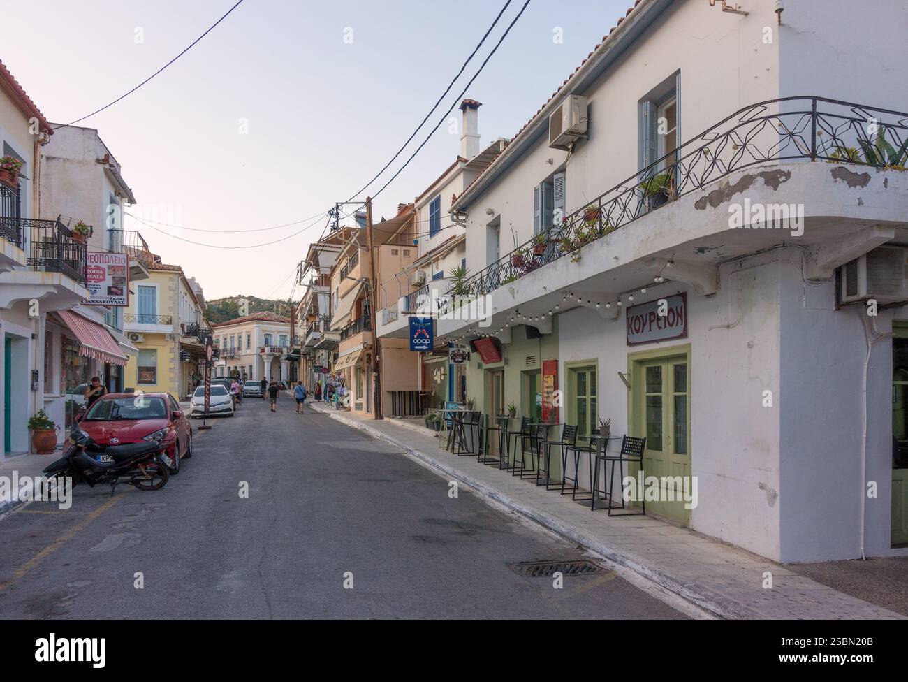 June 28th 2024 - Limni, Greece - Street in the beautiful seaside ...
