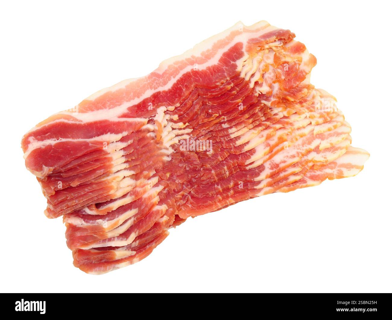 Smoked raw British dry cured streaky bacon rashers isolated on a white background Stock Photo ...