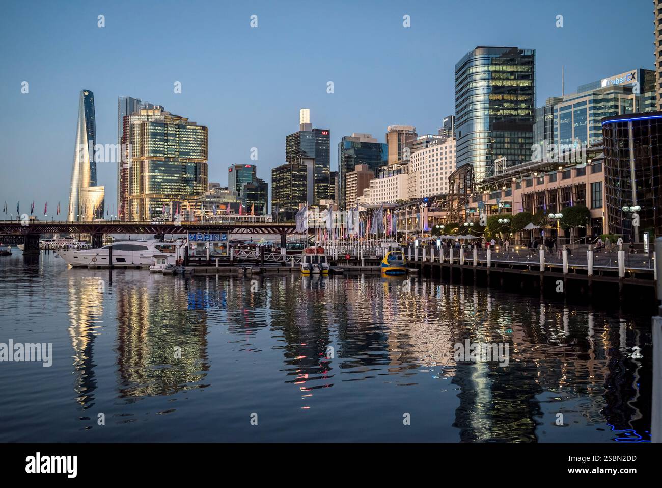 Darling Harbour with the Crown Sydney tower, the tallest skyscraper in ...