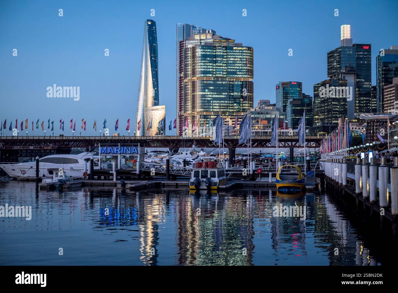 Darling Harbour with the Crown Sydney tower, the tallest skyscraper in ...