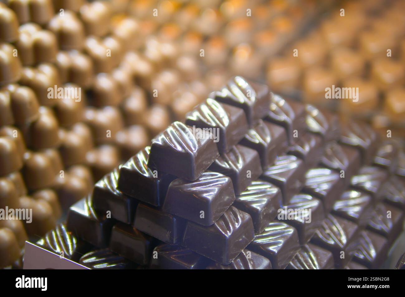 Chocolate display in a confectionery shop attracting sweet lovers Stock ...