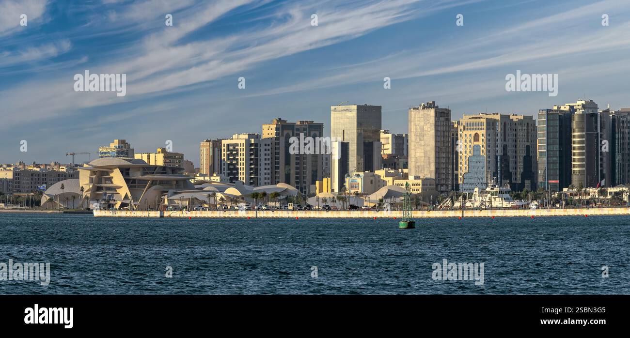 Doha, Qatar - January 03, 2025: Panoramic view of Qatar National museum ...