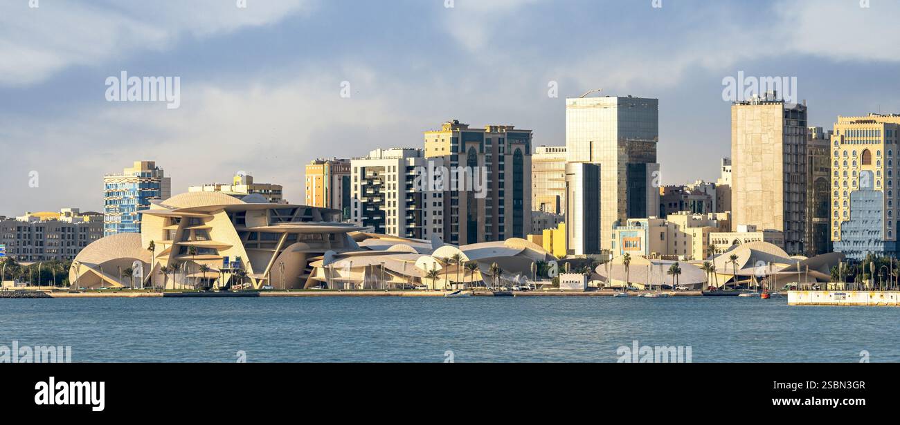 Doha, Qatar - January 03, 2025: Panoramic view of Qatar National museum ...