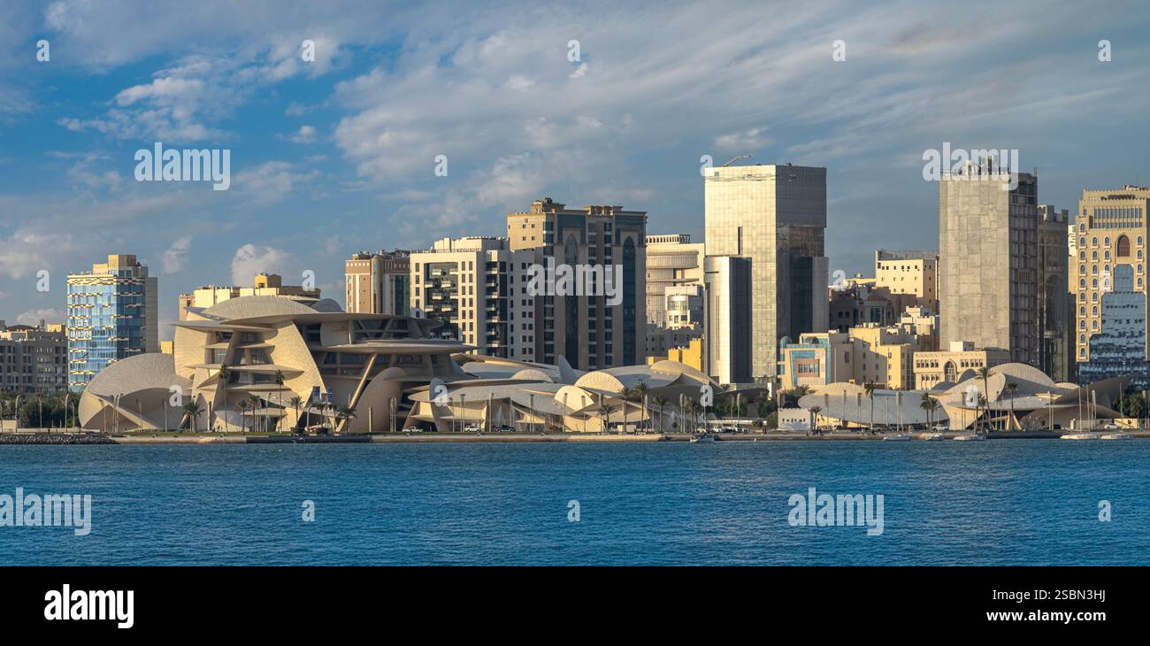 Doha, Qatar - January 03, 2025: Panoramic view of Qatar National museum ...