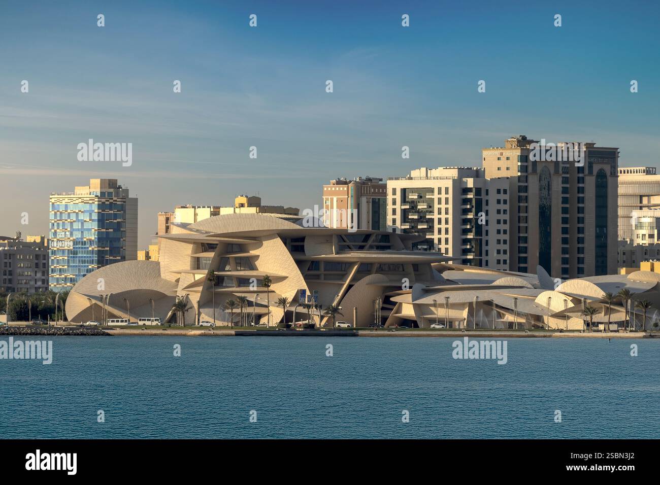 Doha, Qatar - January 03, 2025: Panoramic view of Qatar National museum ...