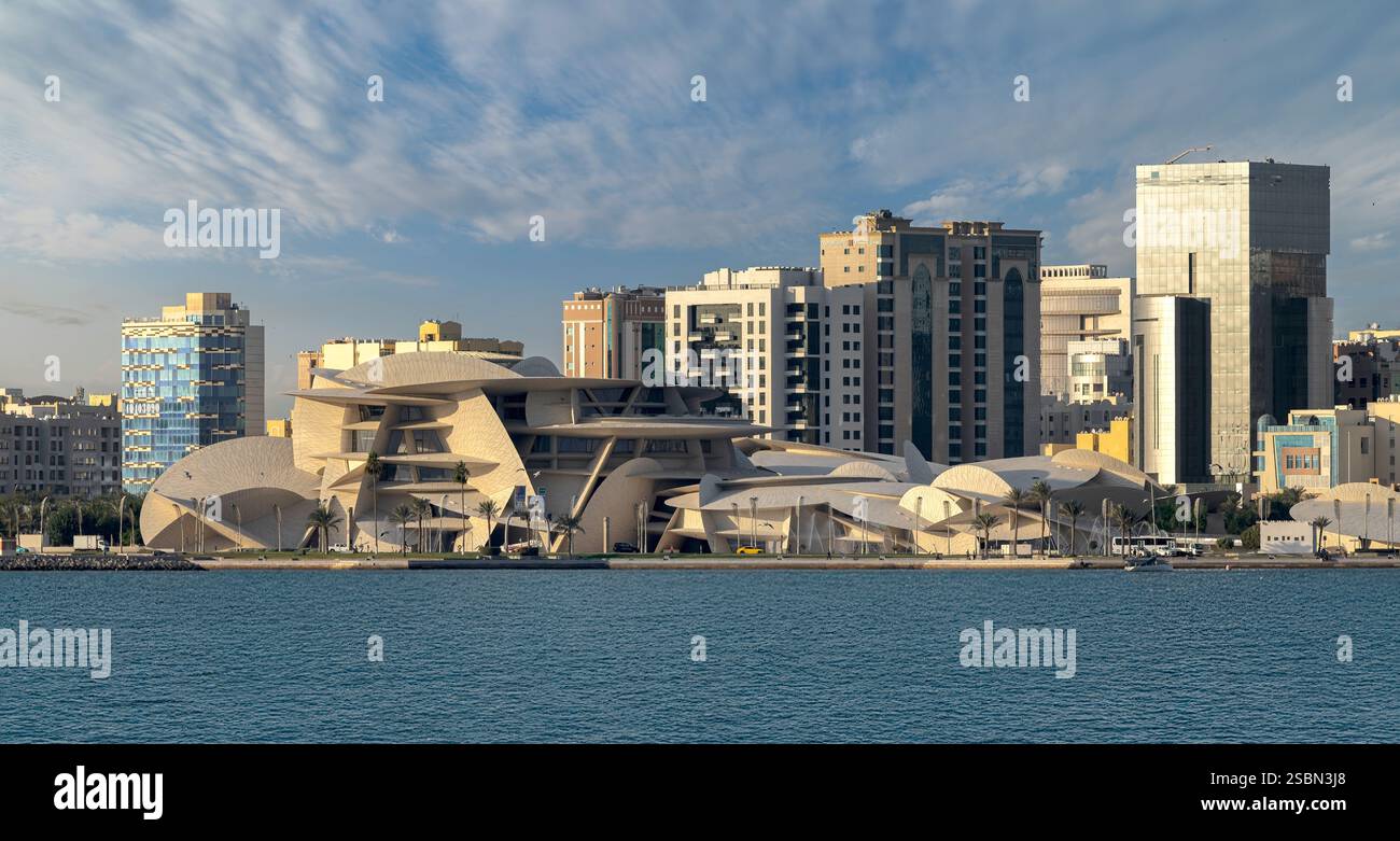 Doha, Qatar - January 03, 2025: Panoramic view of Qatar National museum ...