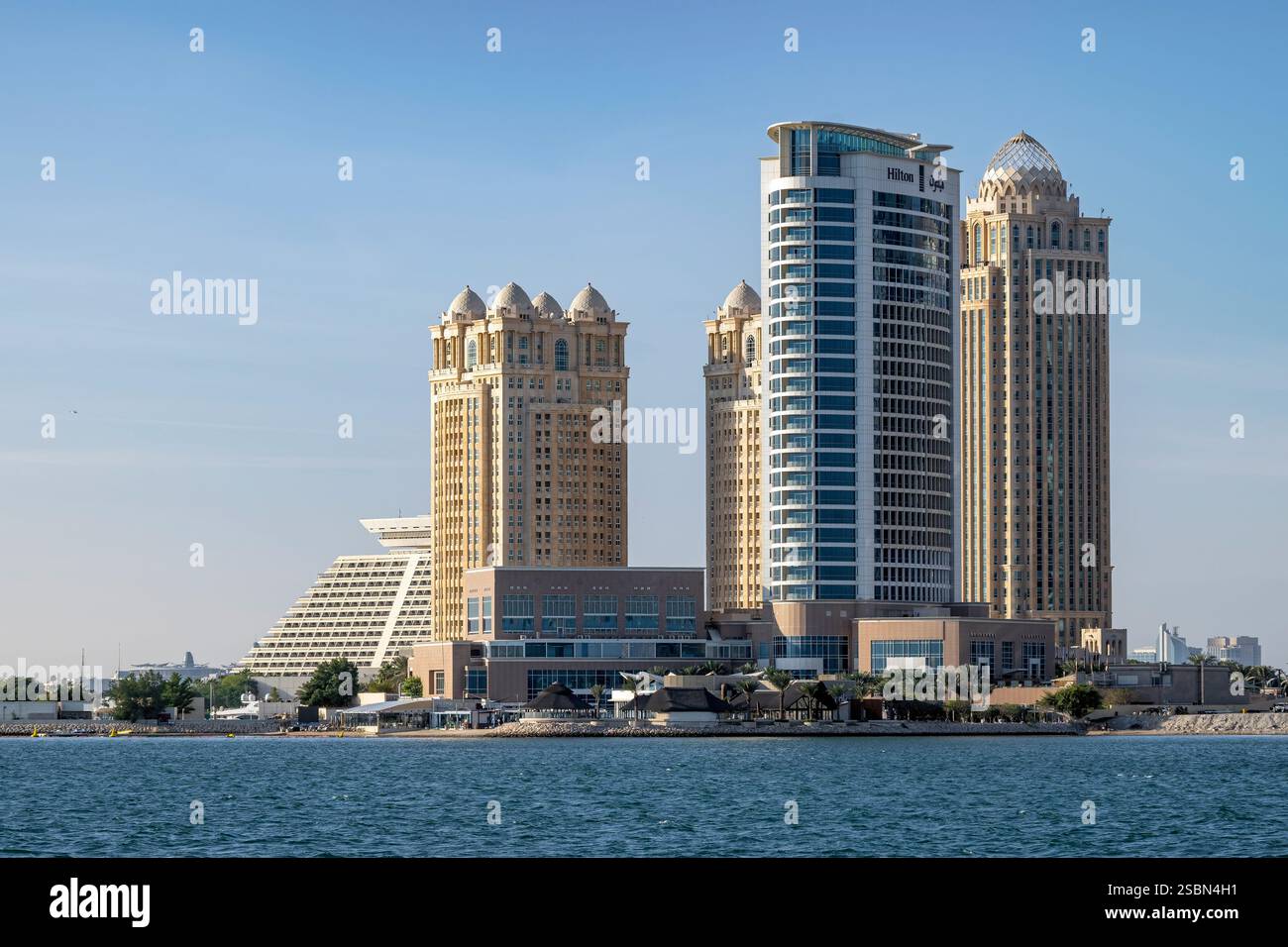 Doha, Qatar - January 03, 2025: Hilton Hotel West bay Doha Qatar Stock ...
