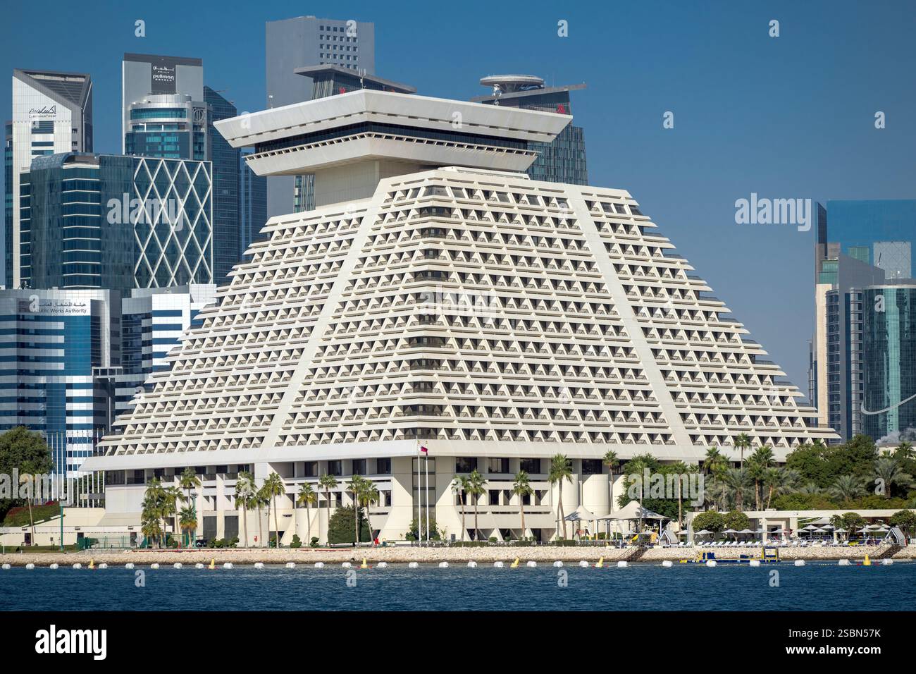Doha, Qatar - January 03, 2025: Close look of Sheraton Grand Doha ...